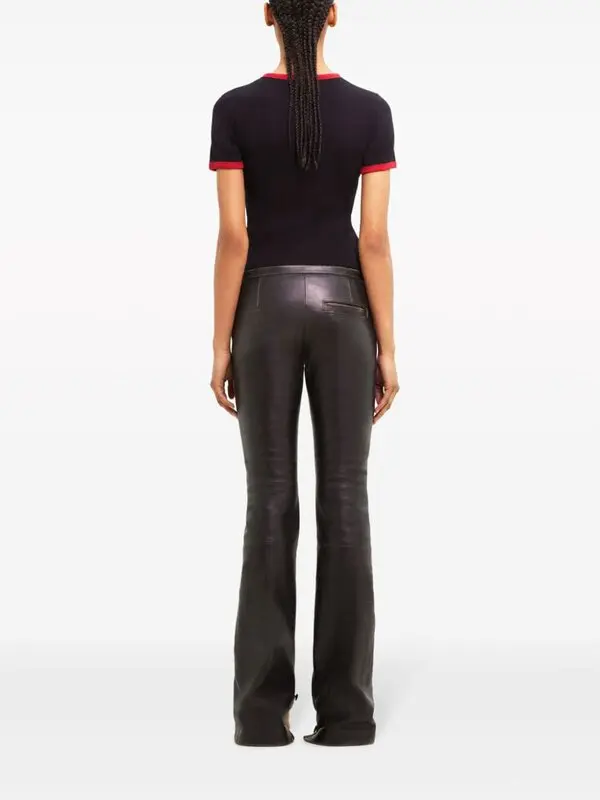 COURREGES Buckled Leather Straight-leg Trousers