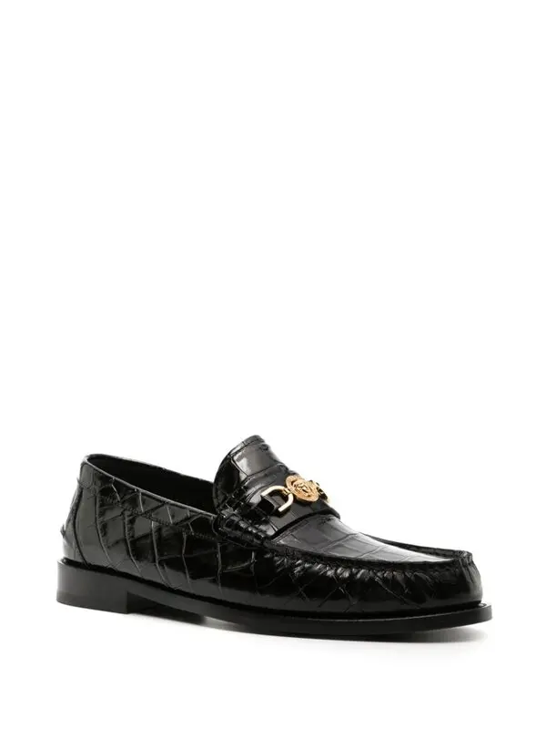 Versace Medusa Crocodile-embossed Leather Loafers