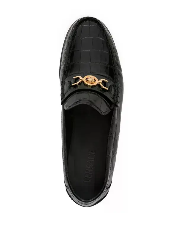 Versace Medusa Crocodile-embossed Leather Loafers