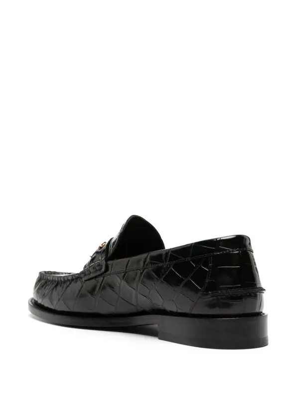 Versace Medusa Crocodile-embossed Leather Loafers