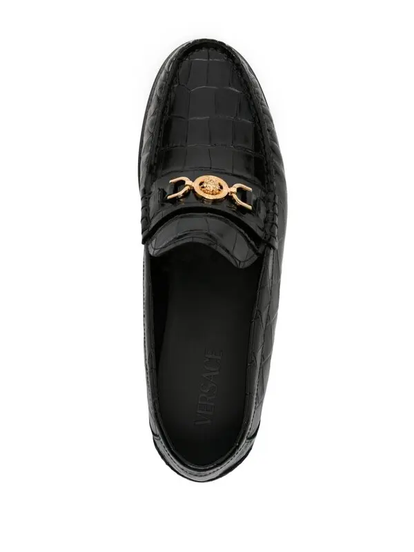 Versace Medusa Crocodile-embossed Leather Loafers