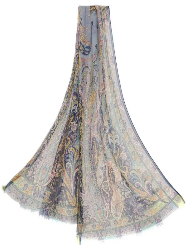 Etro Paisley-print Silk Scarf - Blue