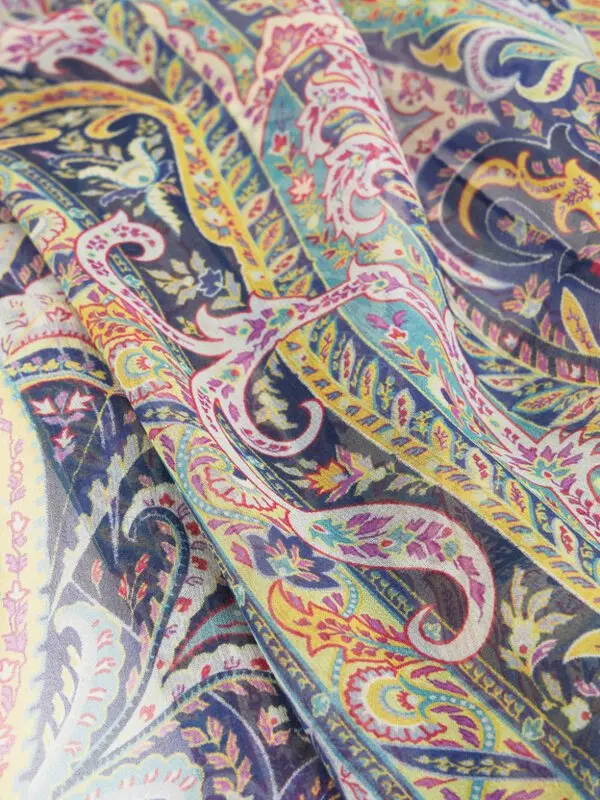 Etro Silk Scarf With Floral Leafy Motif