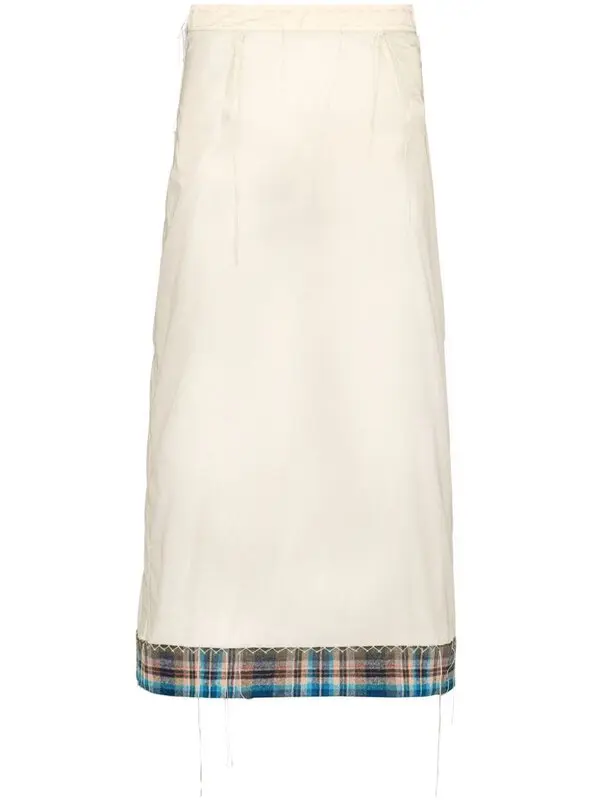MAISON MARGIELA Checked-trim Semi-sheer Skirt - White