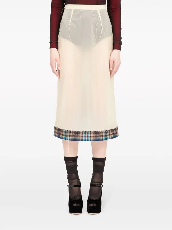MAISON MARGIELA Checked-trim Semi-sheer Skirt - White