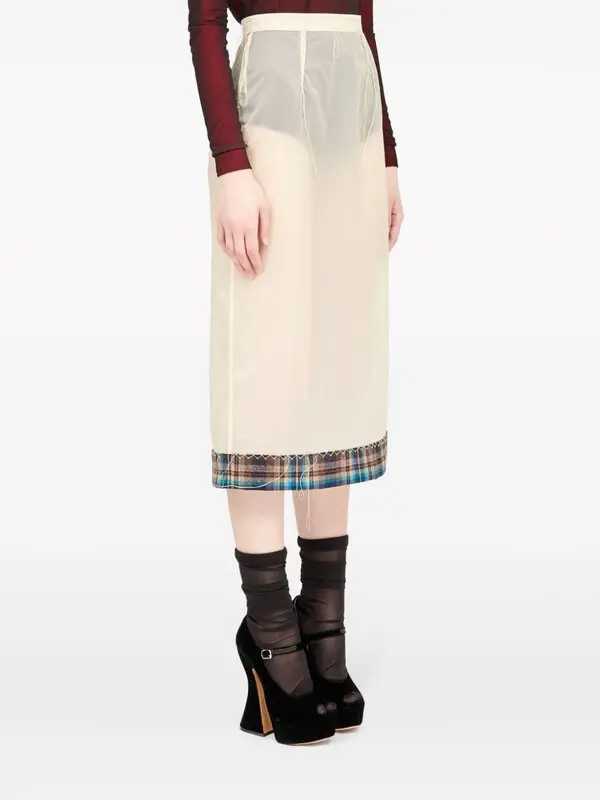 MAISON MARGIELA Checked-trim Semi-sheer Skirt - White
