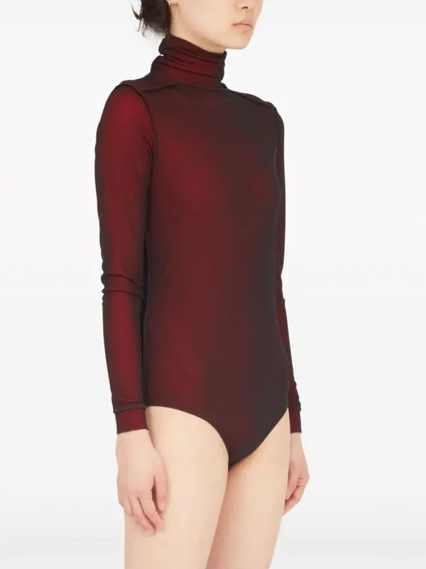 MAISON MARGIELA Sheer Long-sleeve Jersey Bodysuit - Red