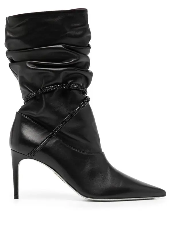 Rene Caovilla 80mm Ruched Leather Boots
