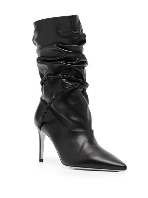 Rene Caovilla 80mm Ruched Leather Boots