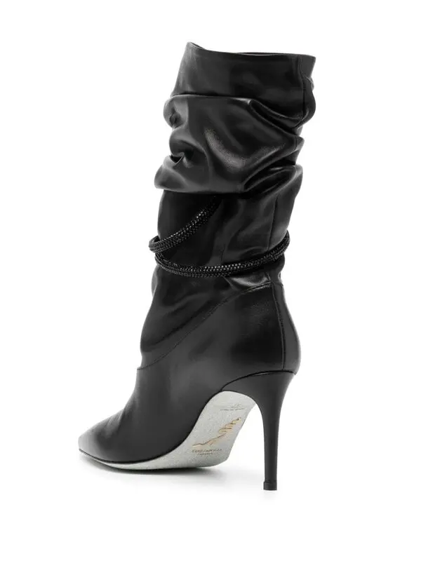 Rene Caovilla 80mm Ruched Leather Boots