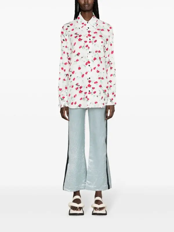 Marni Logo-buttons Floral-print Shirt - White