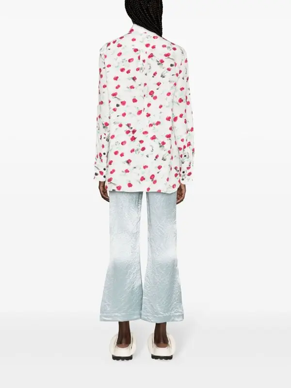 Marni Logo-buttons Floral-print Shirt - White