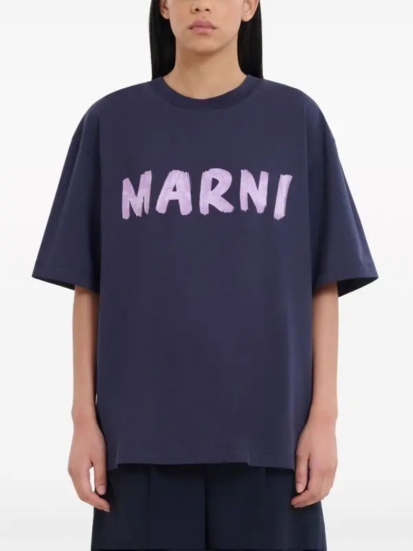 Marni Logo-print Cotton T-shirt - Blue
