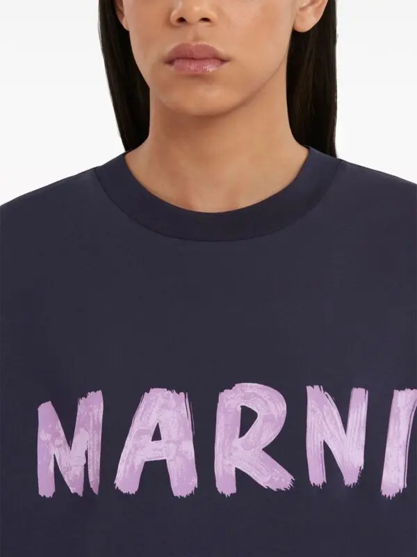 Marni Logo-print Cotton T-shirt - Blue