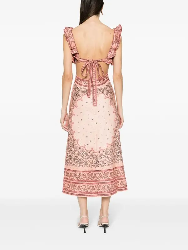 Zimmermann Matchmaker Frilled Midi Dress In Pink - 71% Off | Editorialist