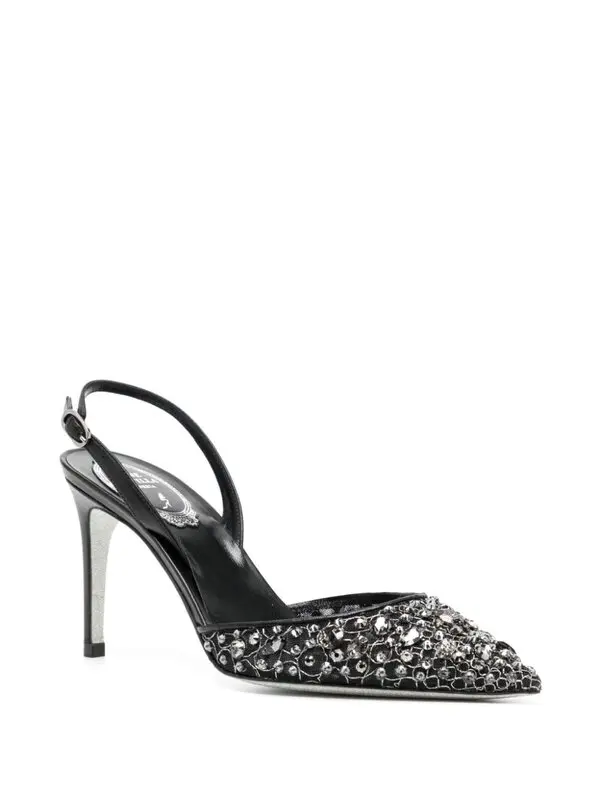 Rene Caovilla Crystal-embellished Slingback Pumps