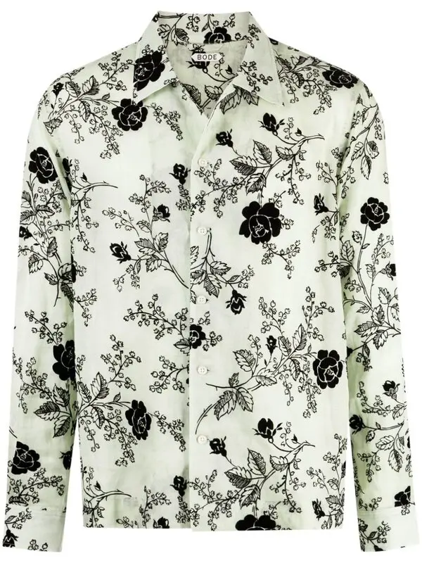 BODE Sweetunia-print Flocked Shirt