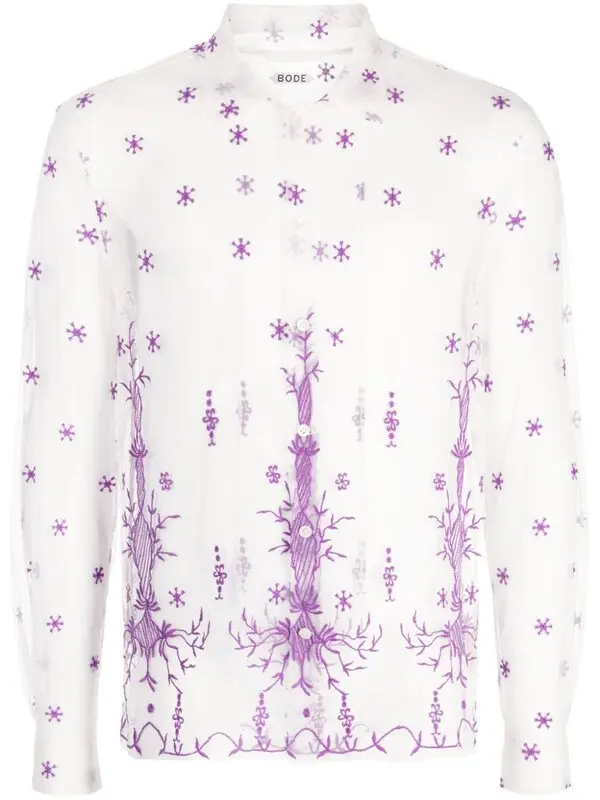 BODE Embroidered Long-sleeve Shirt - White