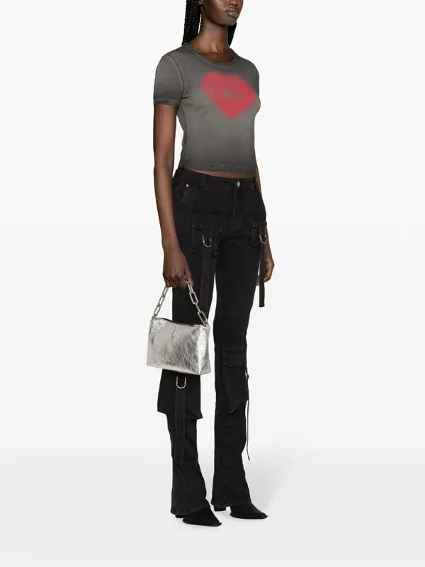 DIESEL® Logo Heart-print Faded T-shirt - Black