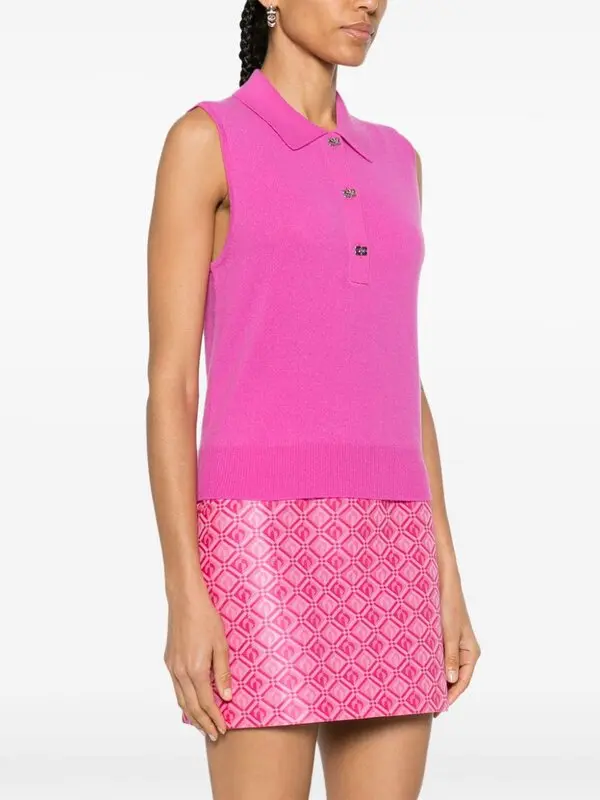 GANNI Logo-buttons Sleeveless Top - Purple