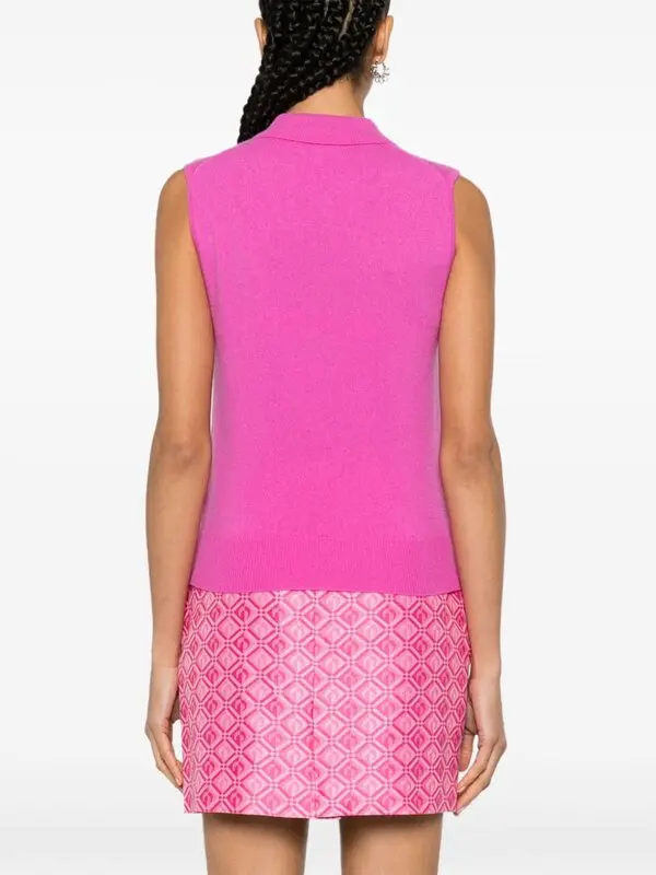 GANNI Logo-buttons Sleeveless Top - Purple
