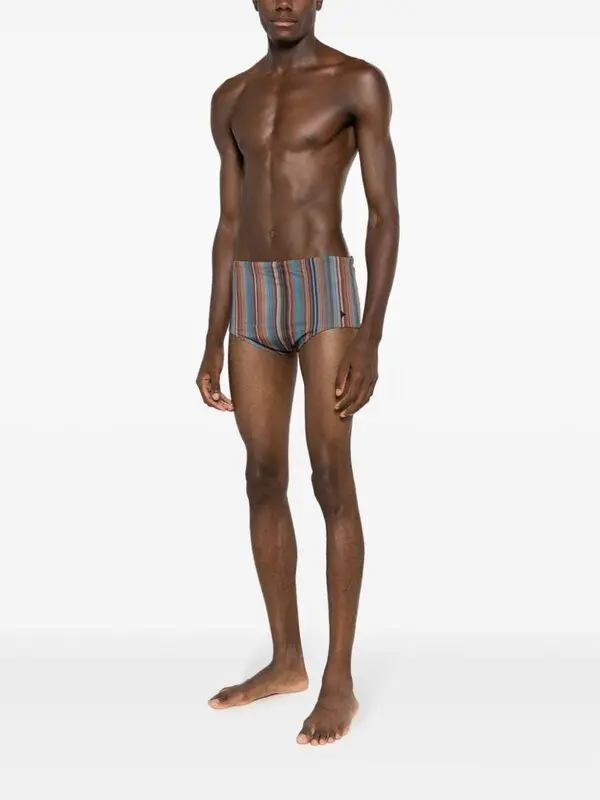 AMIR SLAMA Logo-plaque Striped Swim Shorts