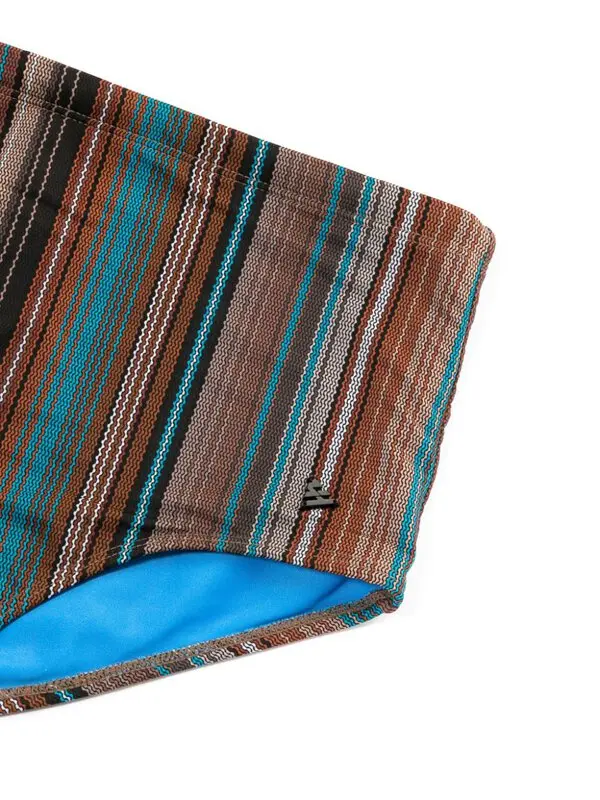 AMIR SLAMA Logo-plaque Striped Swim Shorts