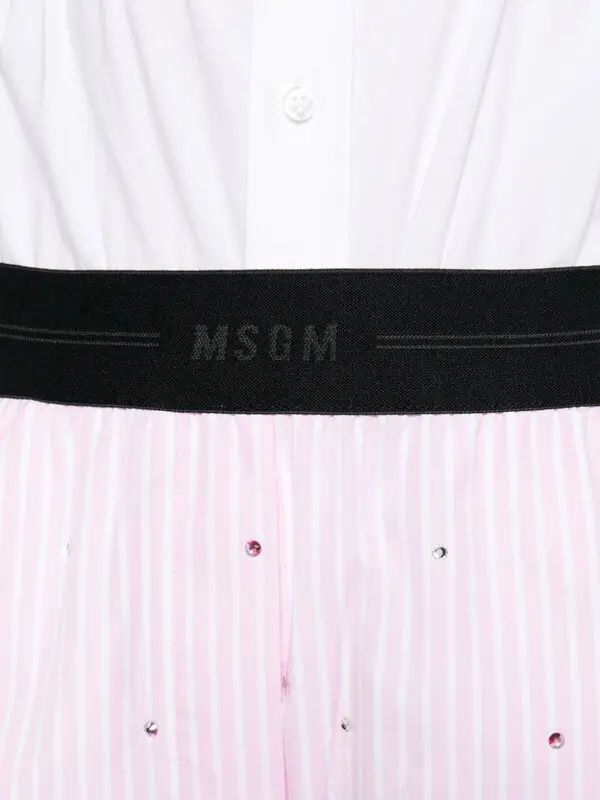 MSGM Rhinestone-embellished Striped Shorts
