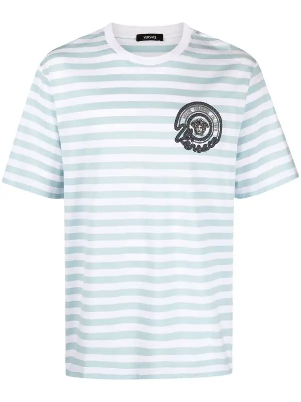Versace Nautical Stripe Cotton T-shirt - Blue