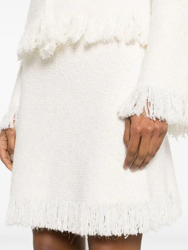 Chloé Bouclé Fringed A-line Miniskirt - Neutrals