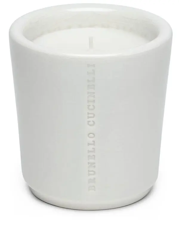 Brunello Cucinelli Logo-embossed Wax Candle - White