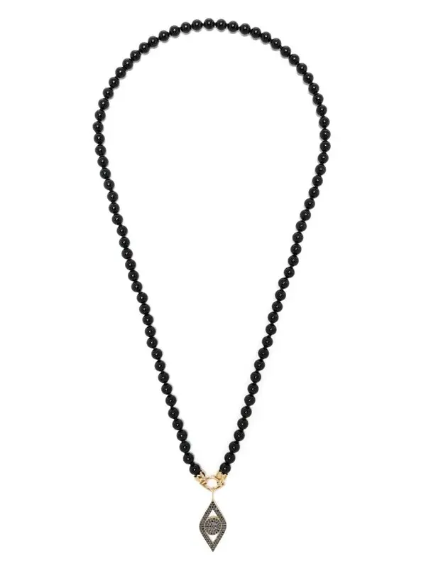 SYDNEY EVAN Evil Eye Beaded Necklace - Black