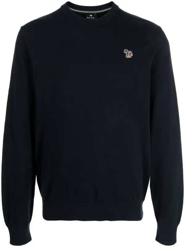 Paul Smith Zebra Appliqué Crew Neck Sweater - Blue