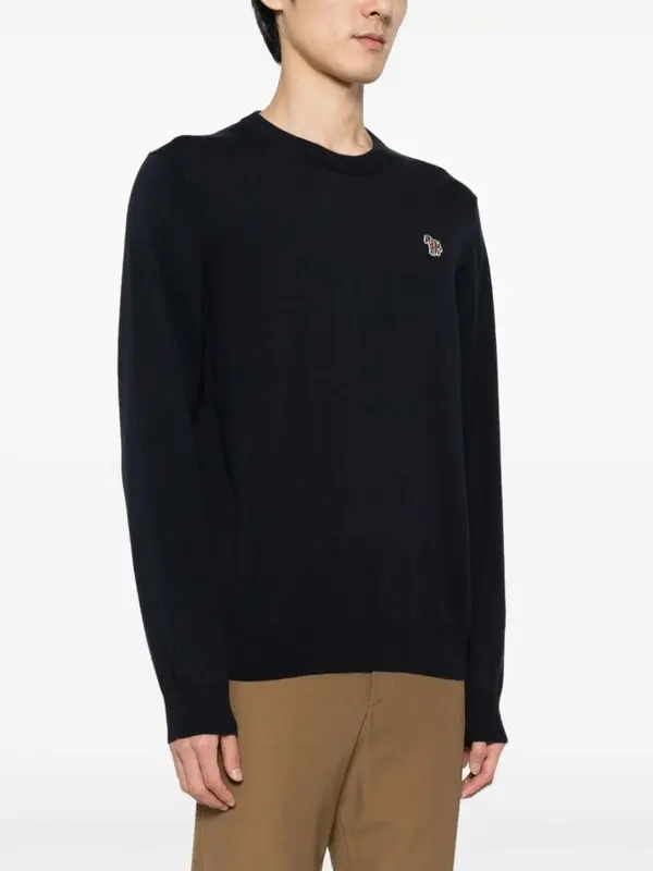Paul Smith Zebra Appliqué Crew Neck Sweater - Blue