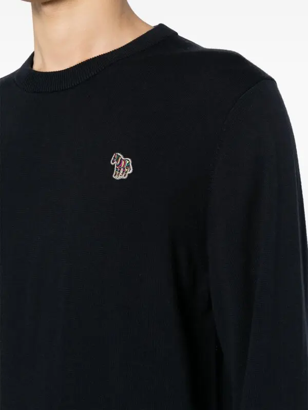 Paul Smith Zebra Appliqué Crew Neck Sweater - Blue