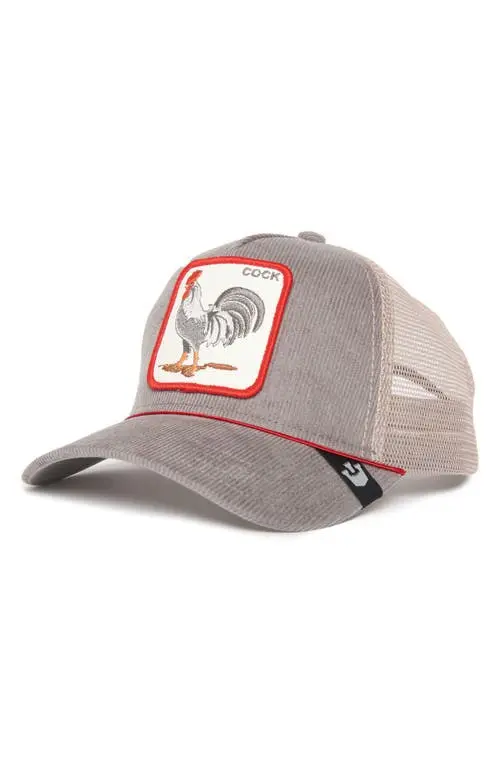 GOORIN BROS The Arena Cock Patch Corduroy Trucker Hat - Grey/off White