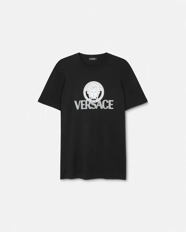 Versace Printed Cotton-jersey T-shirt - Black