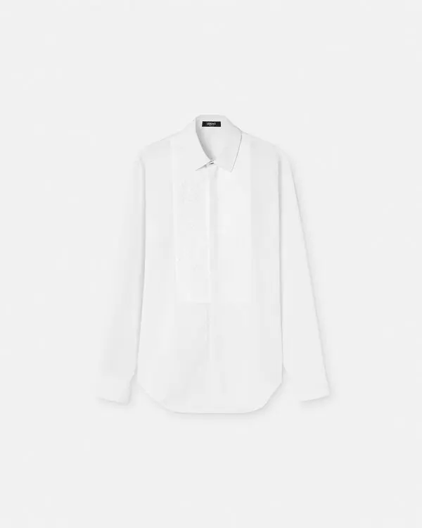Versace Embroidered Cotton-poplin Evening Shirt