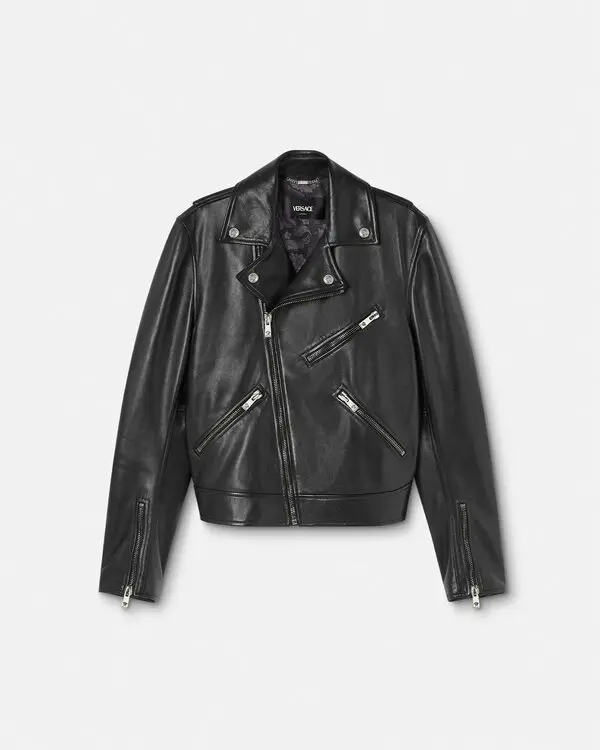 Versace Nappa Leather Biker Jacket With Medusa Hardware