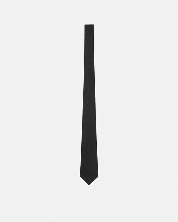 Versace Barocco Jacquard Silk Neck Tie - Black