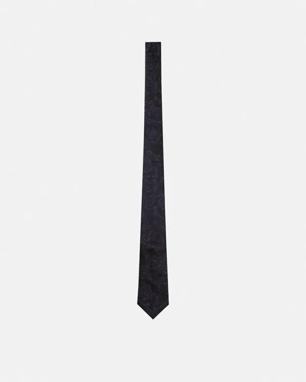 Versace Barocco Jacquard Silk Neck Tie - Blue
