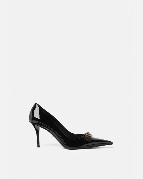 Versace Ribbon 85mm Pumps - Black+gold