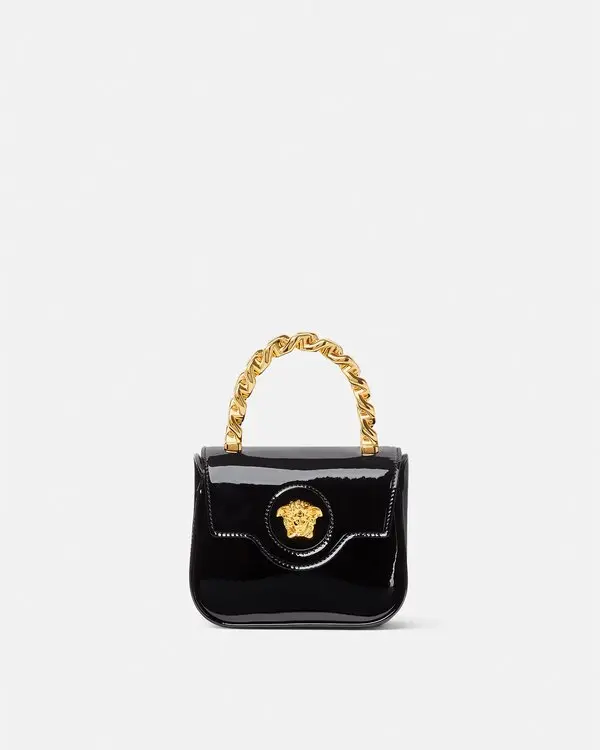 Versace La Medusa Patent Mini Bag - Black+gold