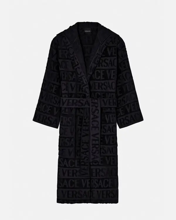 Versace Allover Bathrobe - Black