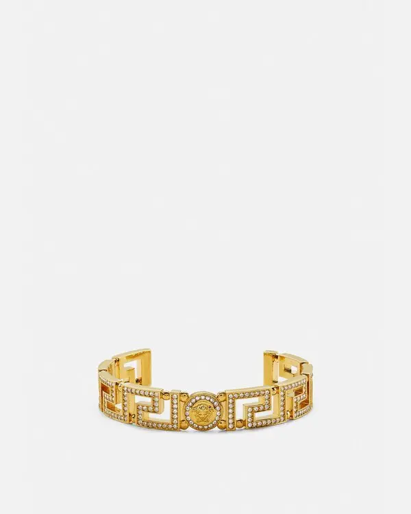 Versace Greca Crystal Cuff Bracelet - Gold