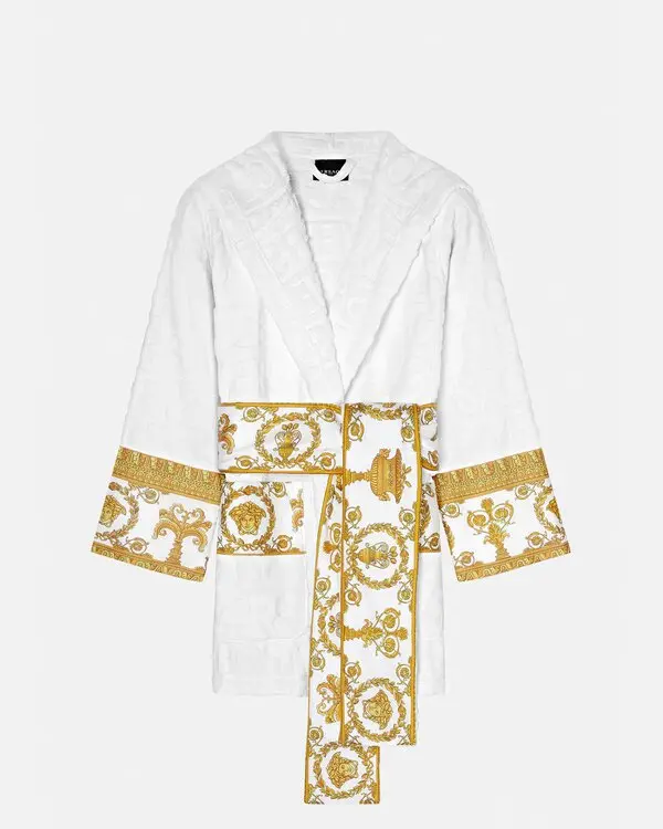 Versace I ♡ Baroque Short Bathrobe - White