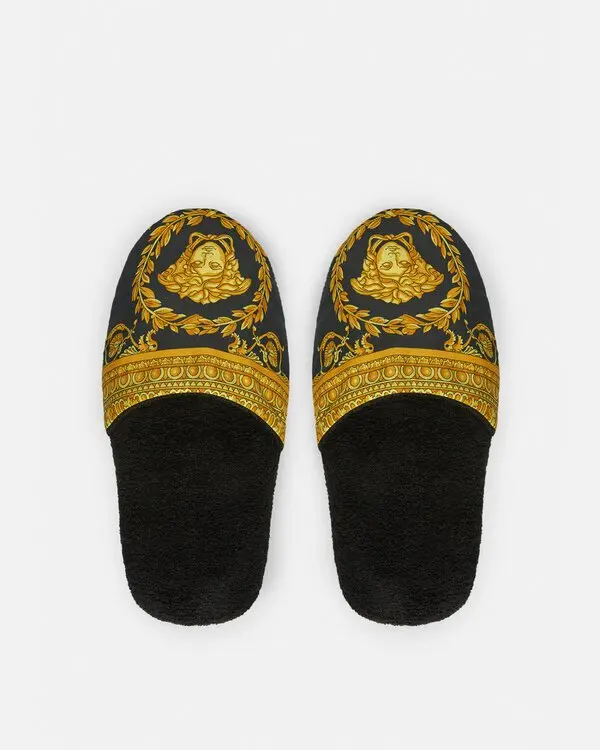 Versace I ♡ Baroque Slippers - Black