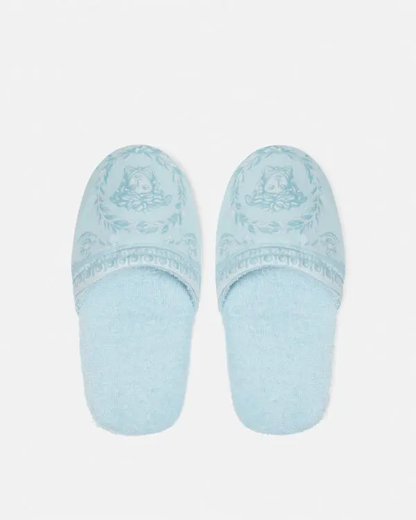 Versace I ♡ Baroque Slippers - Light Blue