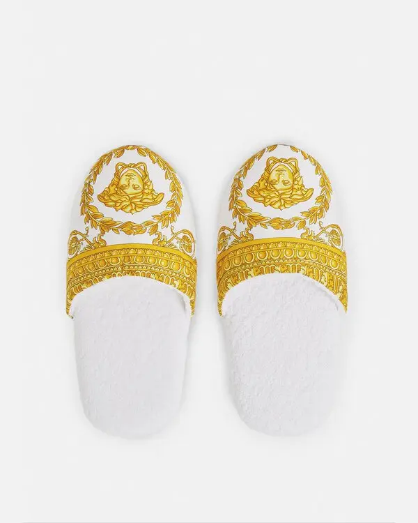 Versace I ♡ Baroque Slippers - White