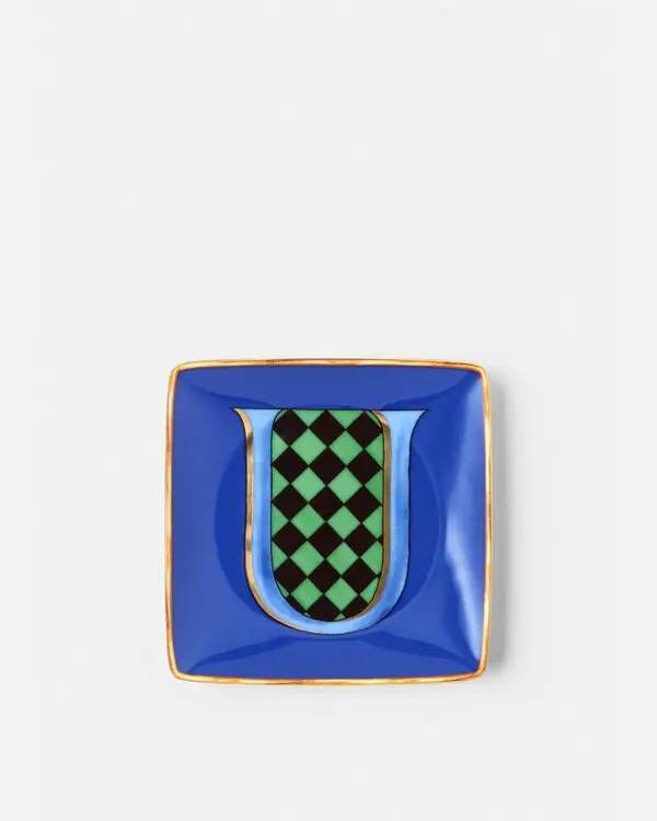 Versace Alphabet U Small Square Plate 12 Cm - Print